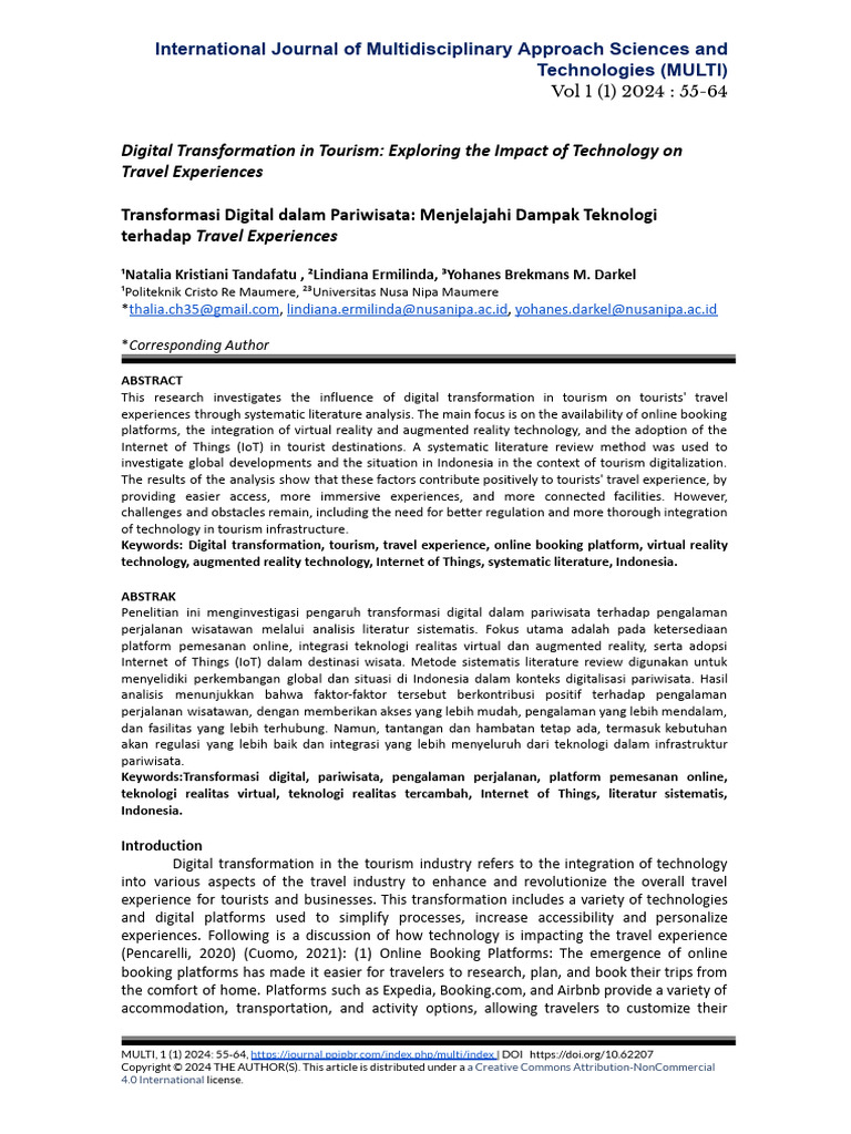 Digital Transformation in Tourism: Exploring The Impact of Technology ...