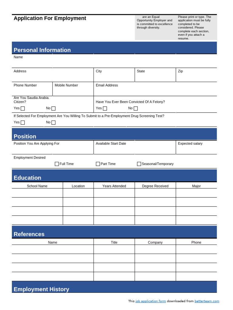 Job Application Form | PDF | Employment