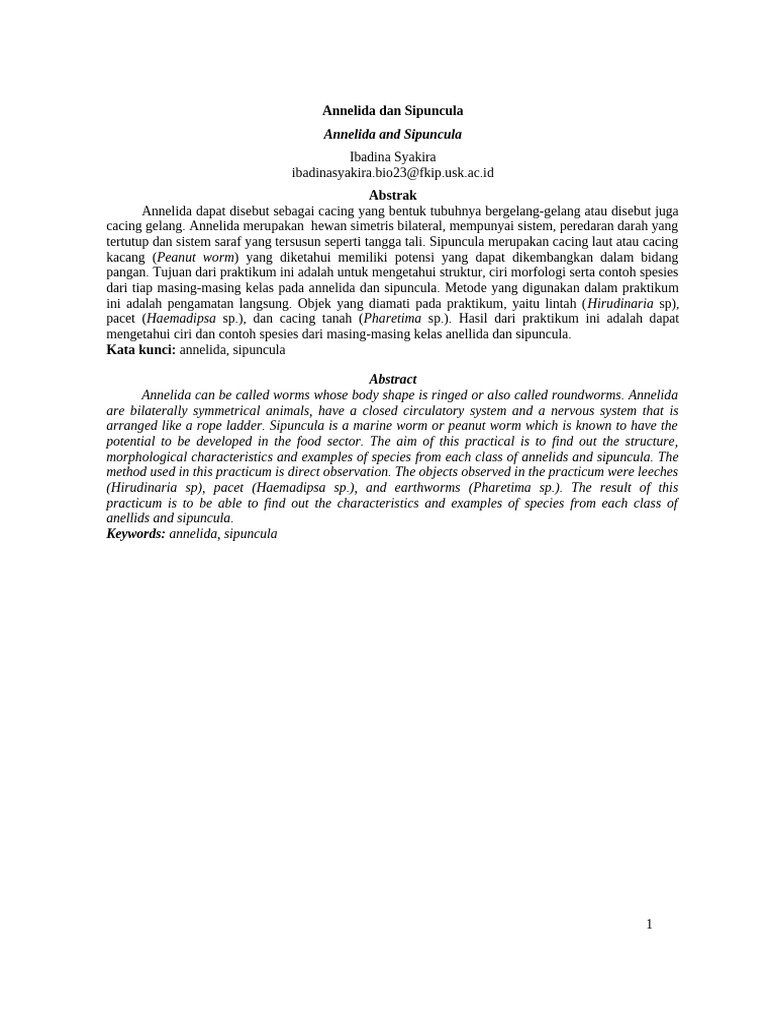 Laporan Annelida dan Sipuncula | PDF