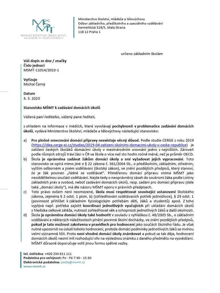 Domácí Úkoly MSMT | PDF