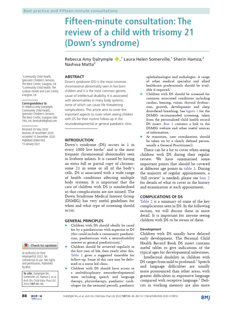 Best Practices for Down's Syndrome Care | PDF | Mental Disorder ...