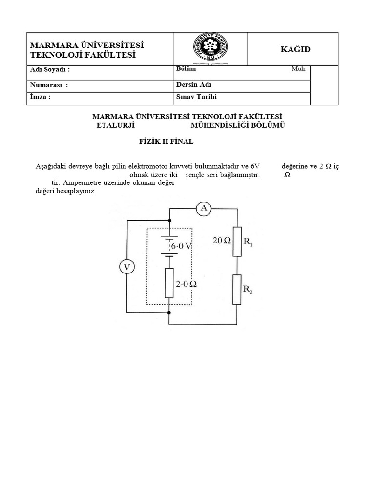 Fizik II Final Soruları | PDF