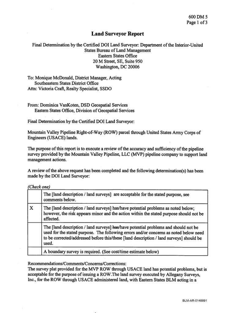 4 MVP Doi Rod Attc Row Exa2 Landsurveyorreport Usace Signed | PDF ...