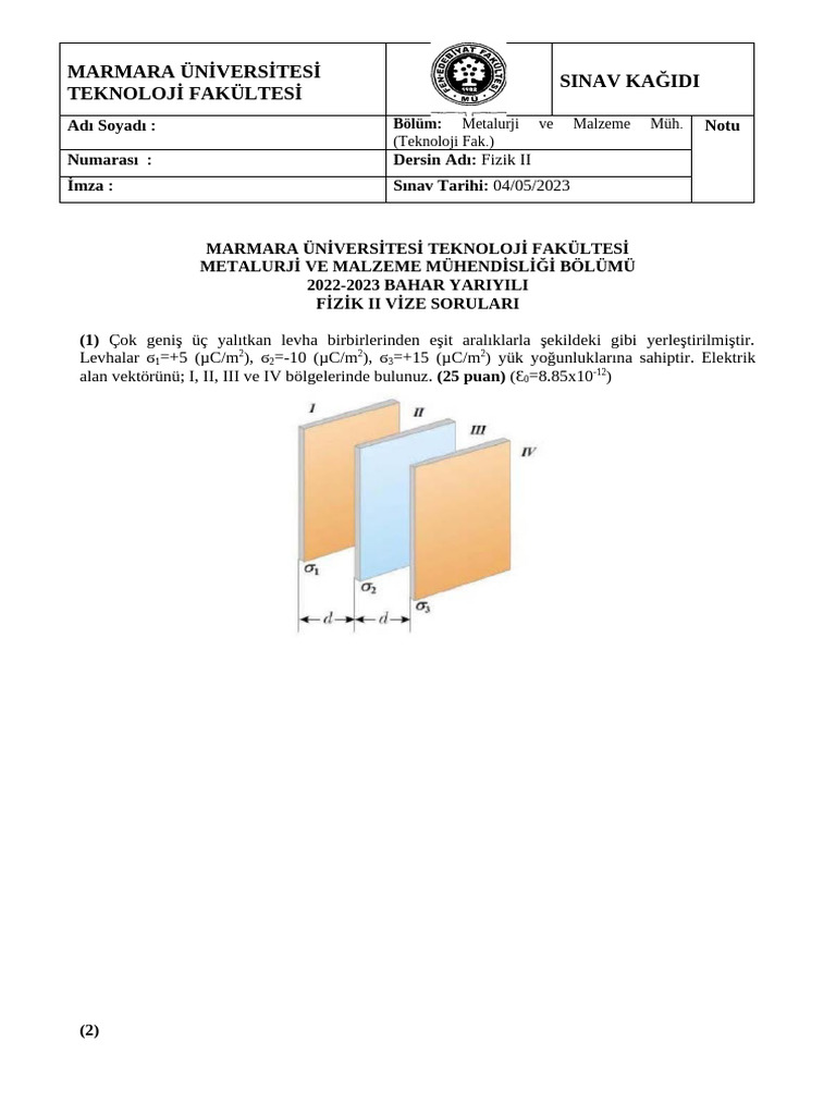 Fizik 2 Vize Soruları | PDF