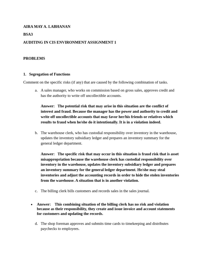 LABHANAN JAira May A. - ASSIGNMENT 1 (CIS) | PDF | Bookkeeping | Paycheck