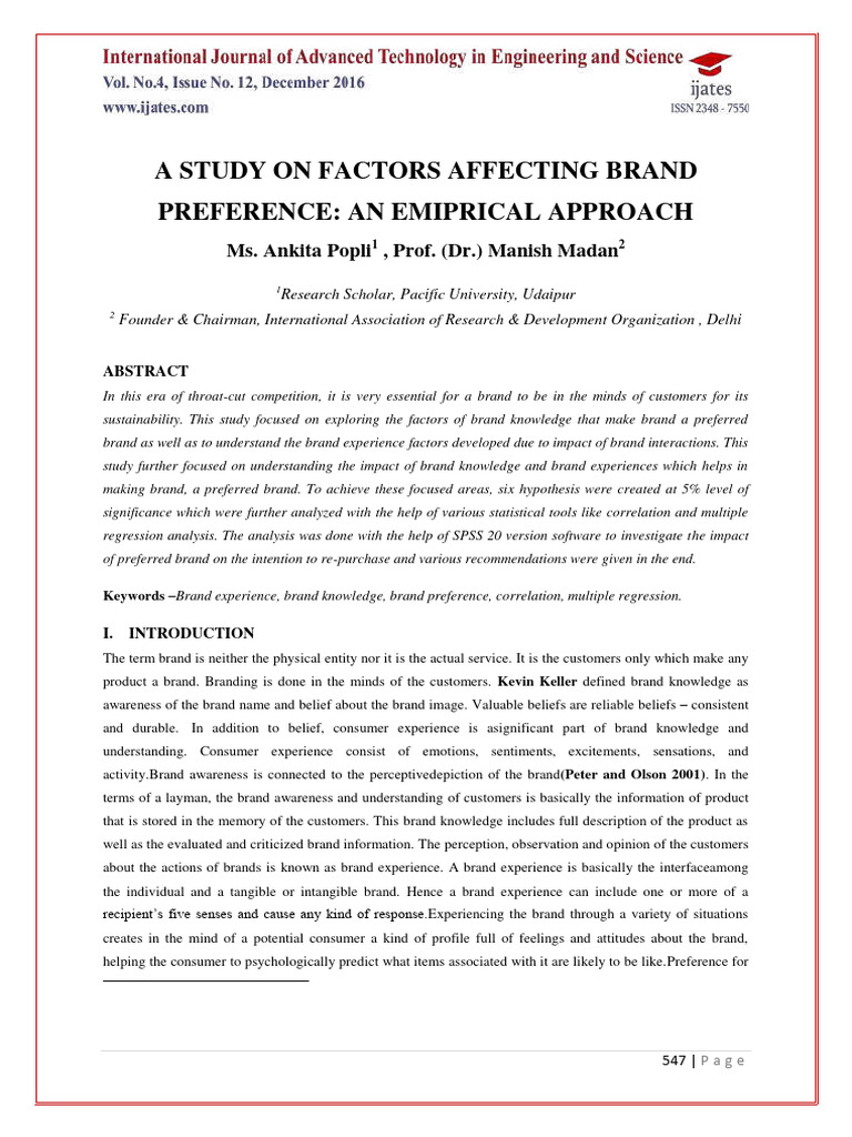 Research Paper2 - BrandPreference | PDF | Brand | Customer Experience