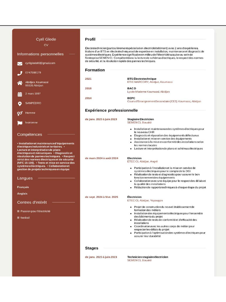 CV CYRIL Besoin de Ça | PDF