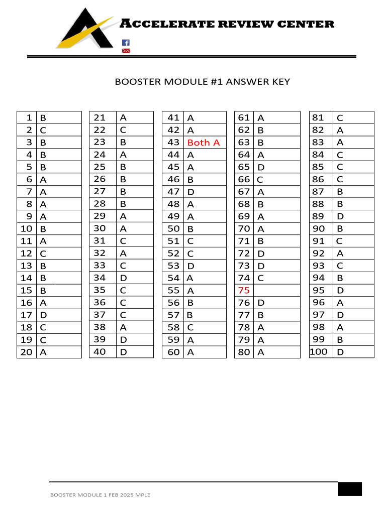 Booster Module 1 Answer Key | PDF