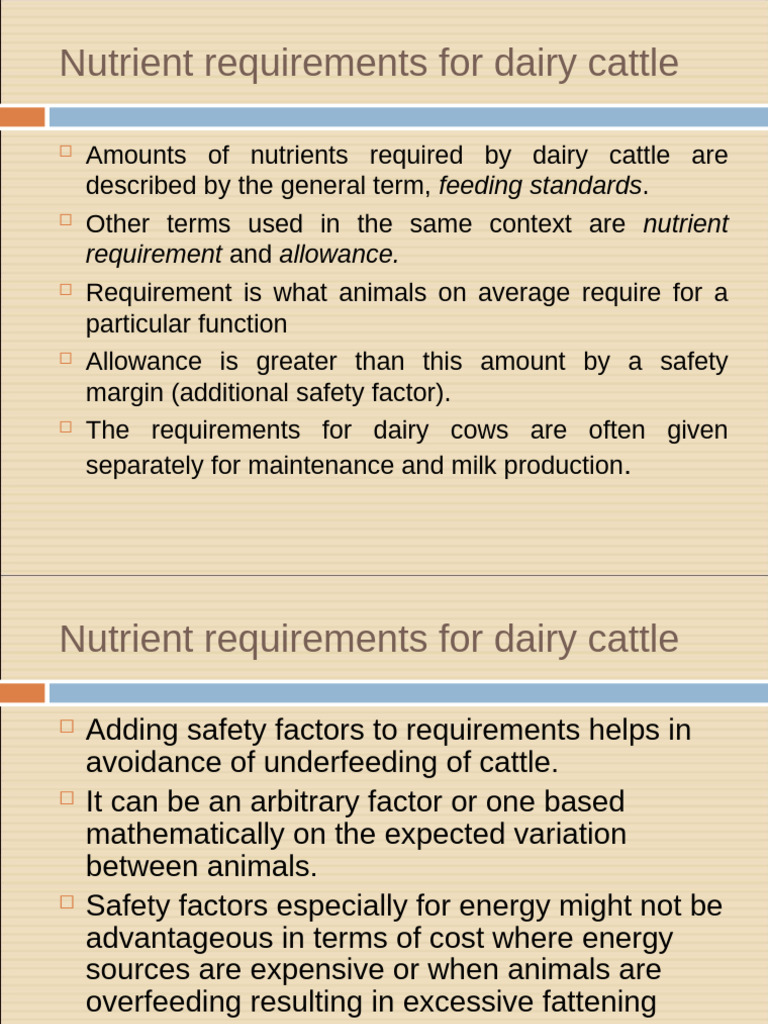 Dairy Cattle Nutrient Requirements Guide | PDF | Dairy Cattle | Cattle