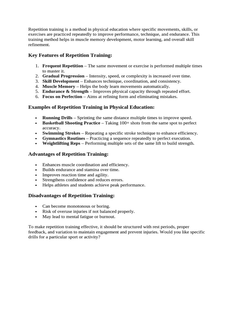 Repetitive Training Method Info | PDF