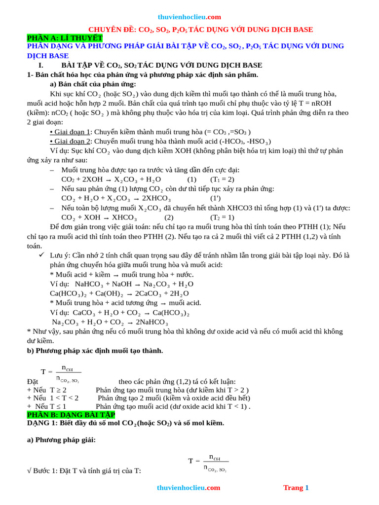 CO2 SO2 P2O5 + Base | PDF