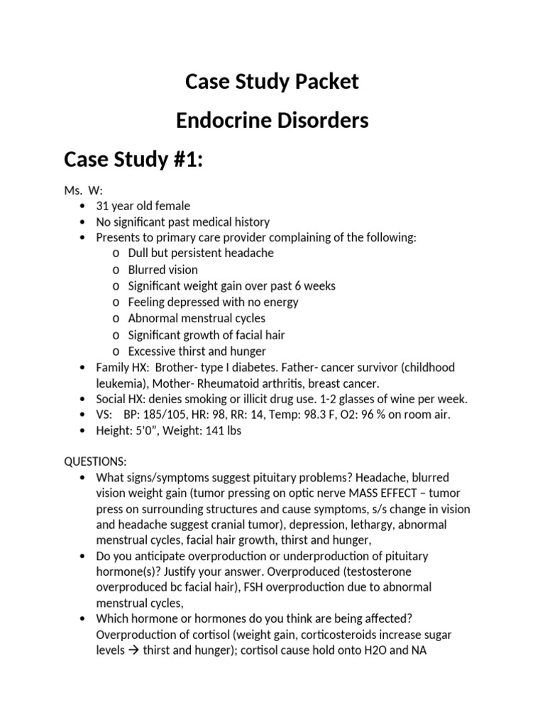 Endocrine Case Study Packet | PDF | Medicine | Endocrinology