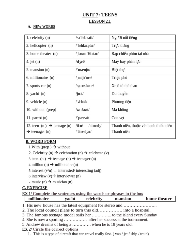 UNIT 7-Lesson 2-ĐT | PDF
