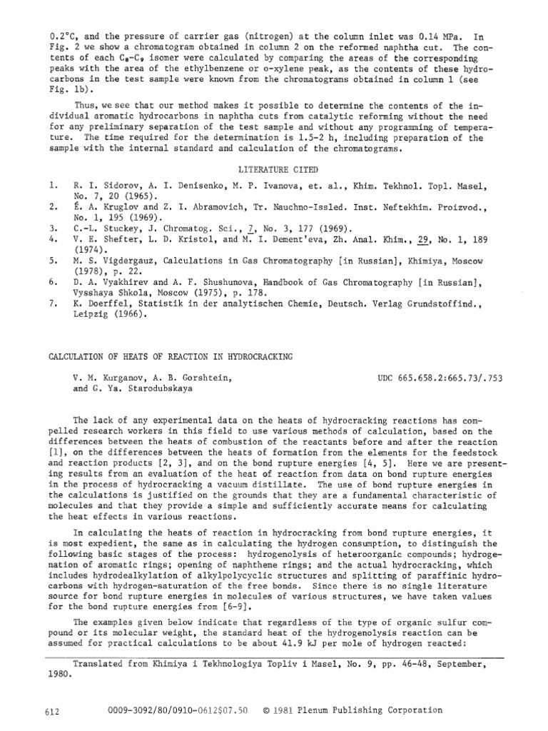 Calculation of Heat of Reaction of Hydrocracker | PDF | Chemical ...