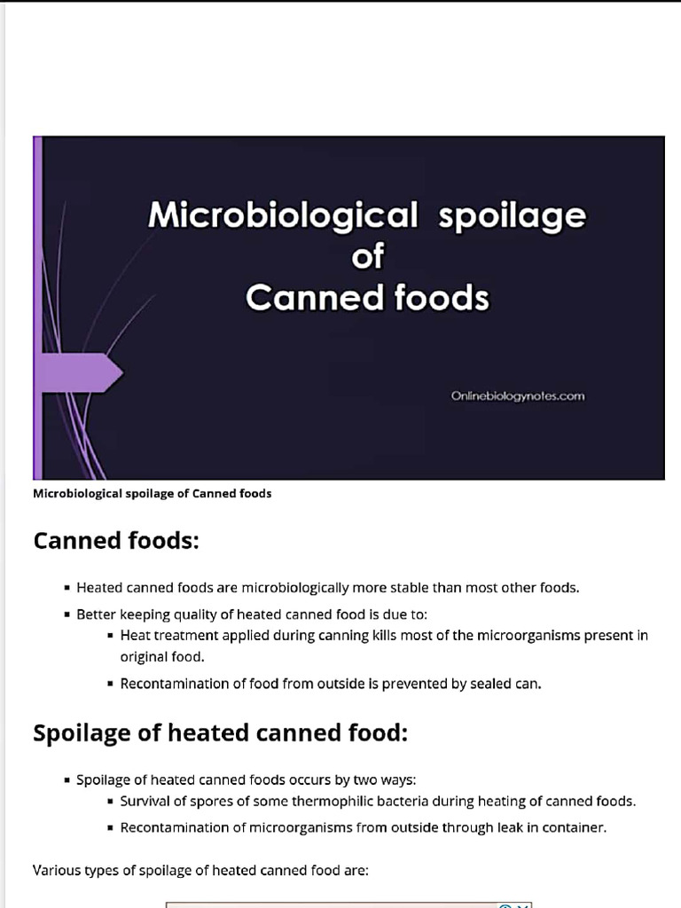 spoilage of canned food | PDF