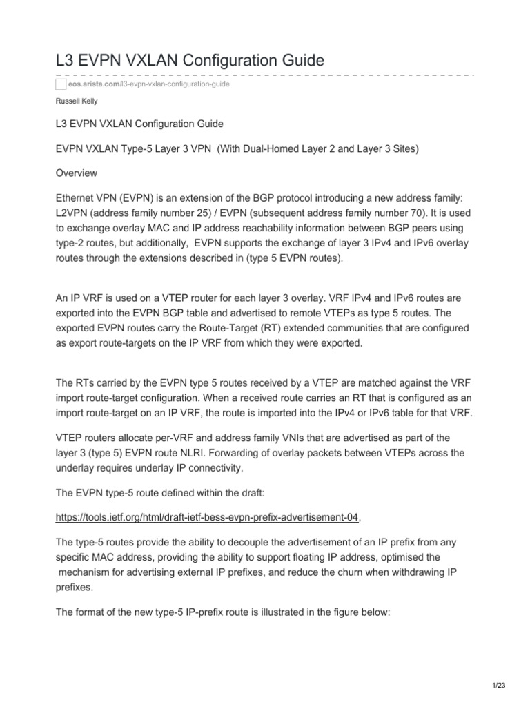 L3 EVPN VXLAN Configuration Guide | PDF | Internet Protocols | I Pv6