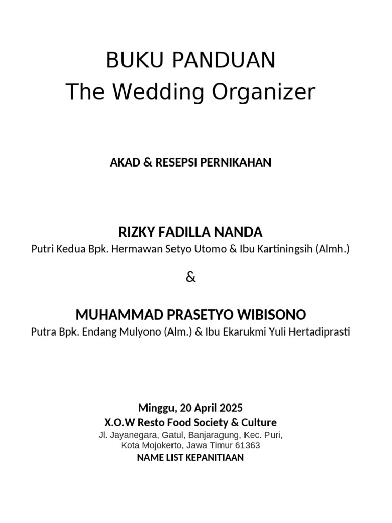 SUSUNAN ACARA PERNIKAHAN DARI SESERAHAN, AKAD DAN RESEPSI OK | PDF