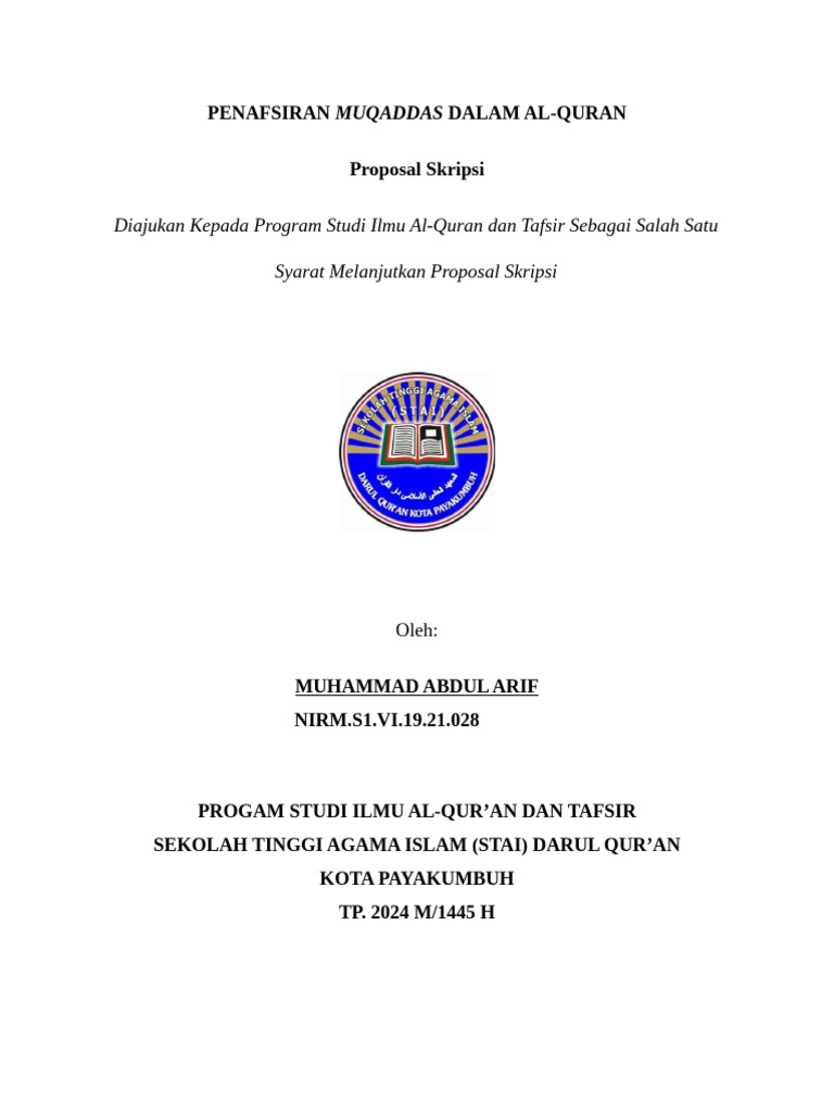 Makna Muqaddas Dalam al-Quran-Muhammad Abdul Arif | PDF