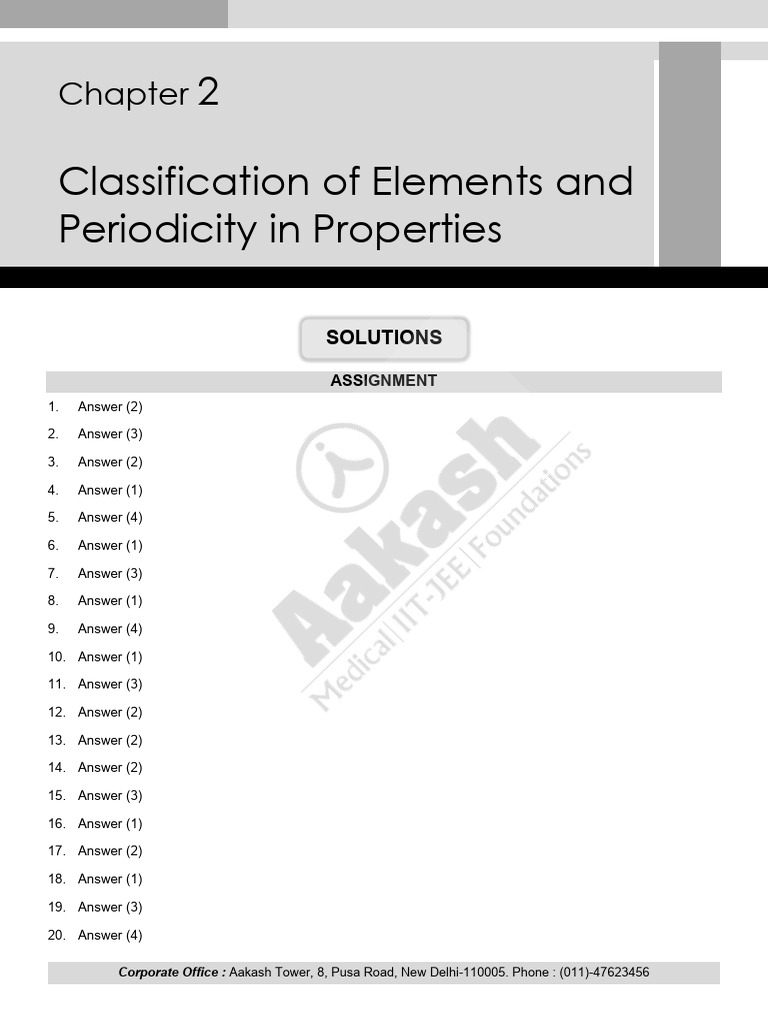 02. Classification of Elements and Periodicity in Properties_SOL | PDF