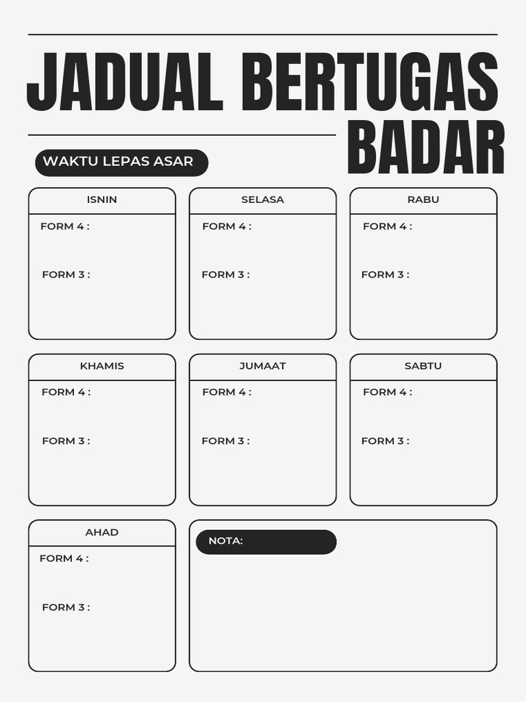 Grey Black Bold Simple Weekly Planner | PDF