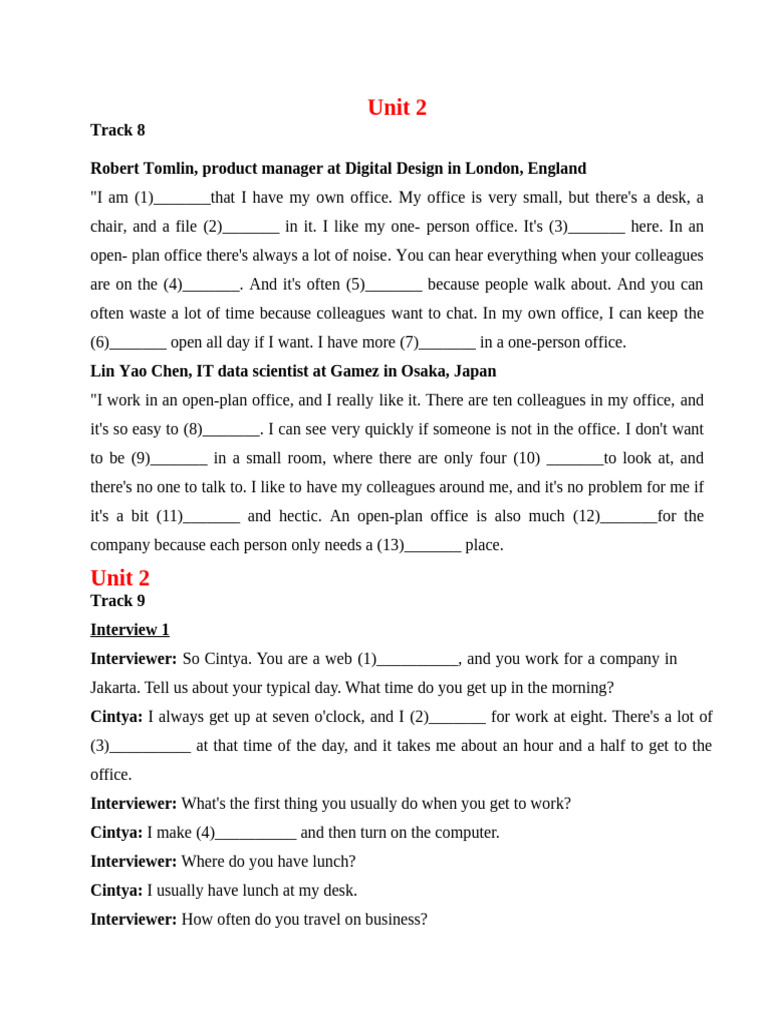 Unit 2 Và 3 - TATM1 - Listen and Fill in The Gaps | PDF