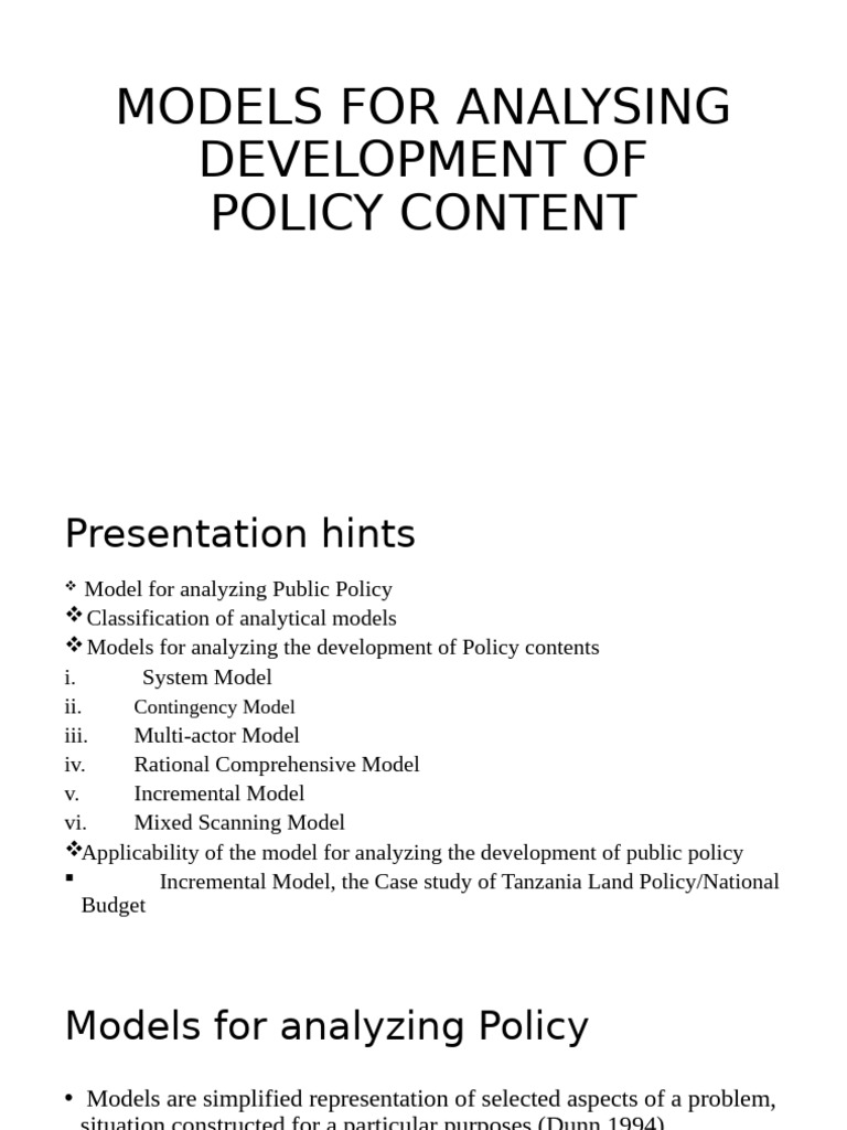 Analyzing Public Policy Development Models | PDF | Policy | Decision Making
