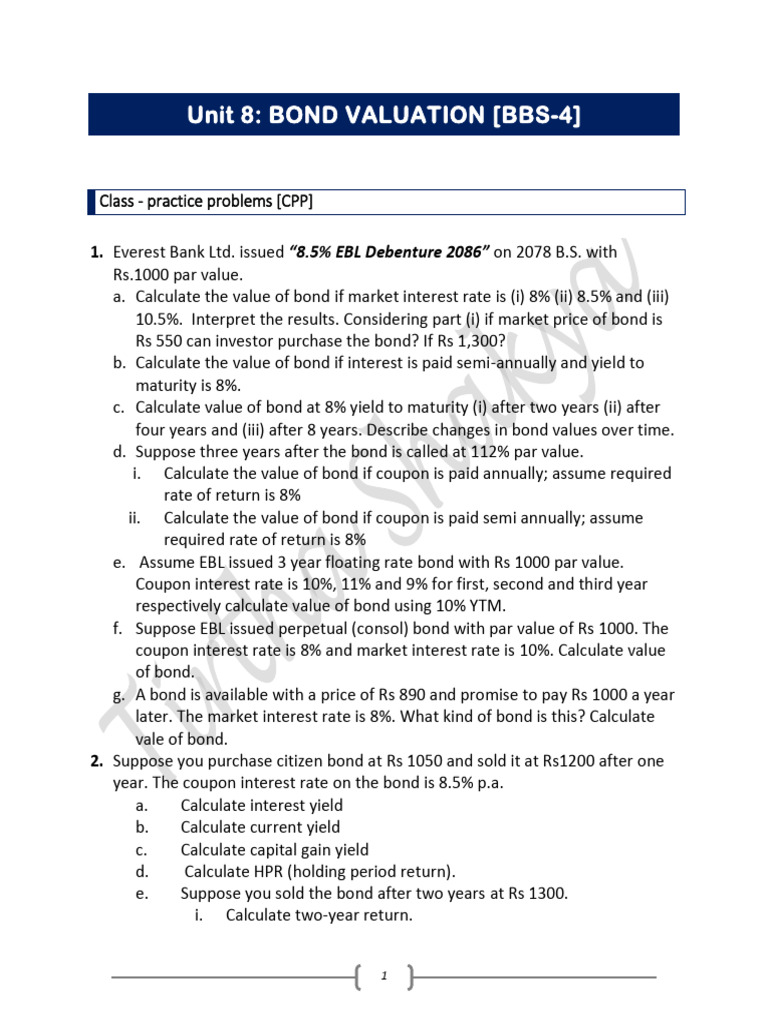 Unit 8 Cpp on Bond Valuation | PDF | Bonds (Finance) | Yield (Finance)