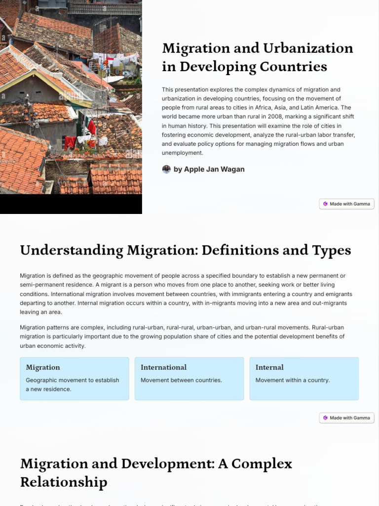 CHAP5 Migration and Urbanization in Developing Countries | PDF | Human ...