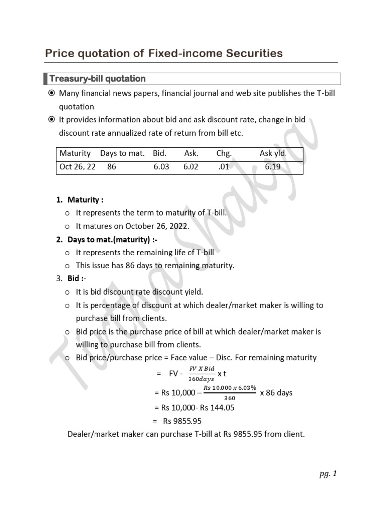 Price Quotation of Fixed-Income Securities | PDF | Bonds (Finance ...