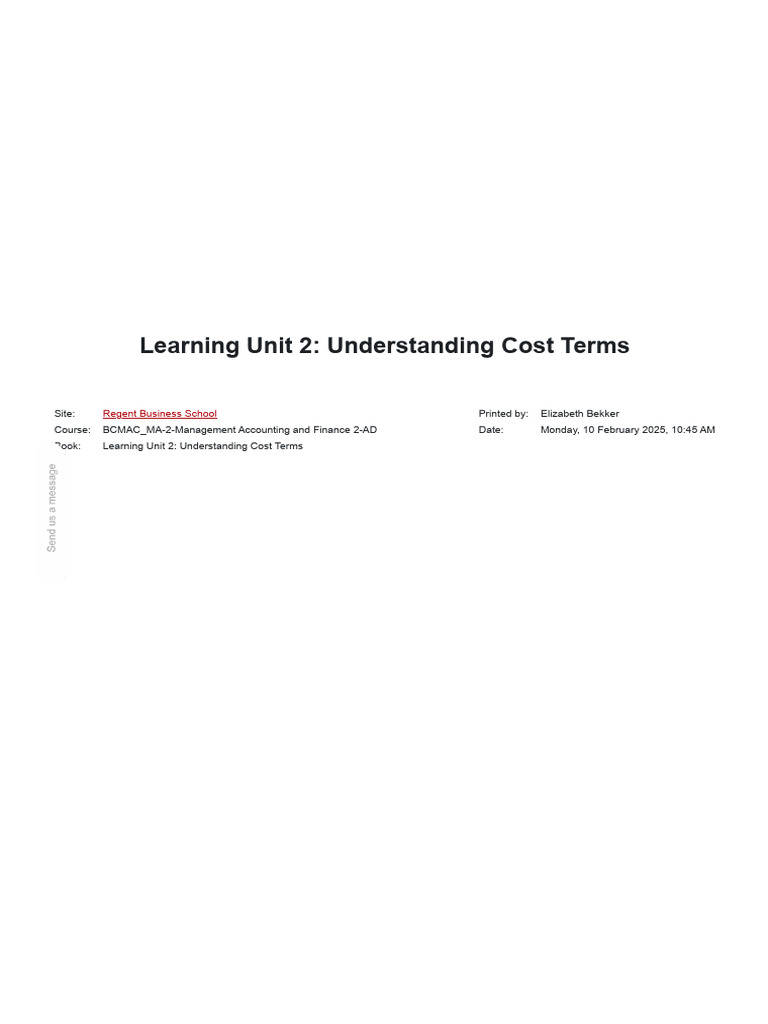 Learning Unit 2 - Understanding Cost Terms - Regent | PDF | Management ...