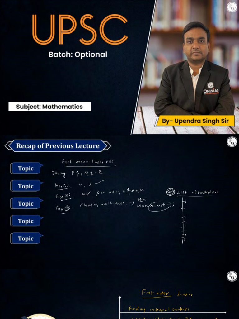 Mathematics - Partial Differential Equations First Order Linear & Non Linear PDEs (Part 02 ...
