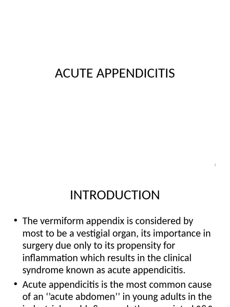 Acute Appendicitis 1 | PDF | Human Diseases And Disorders | Surgical Specialties