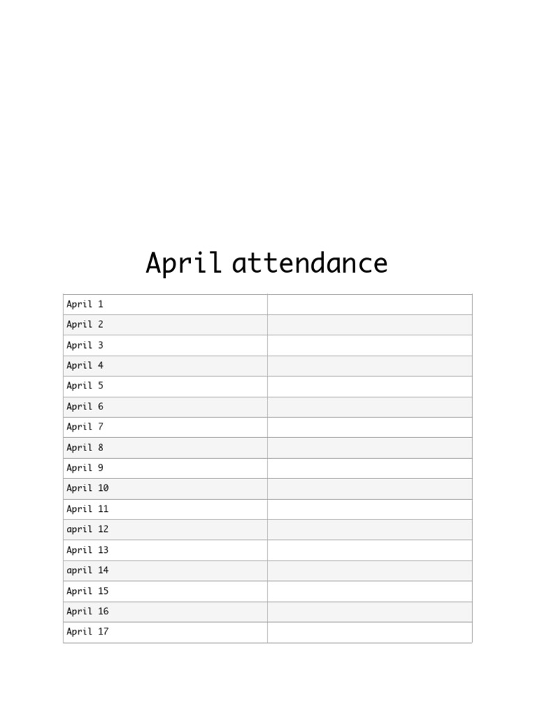 April Attendance | PDF