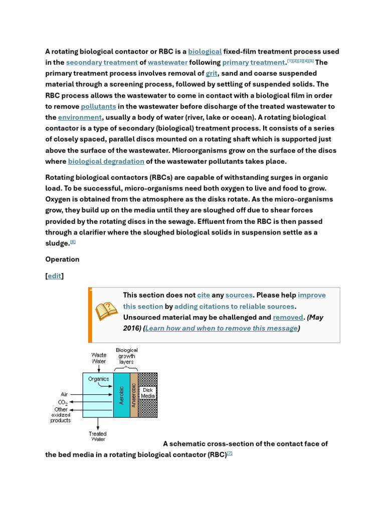 Rotating Biological Contactor | PDF | Sewage Treatment | Environmental ...