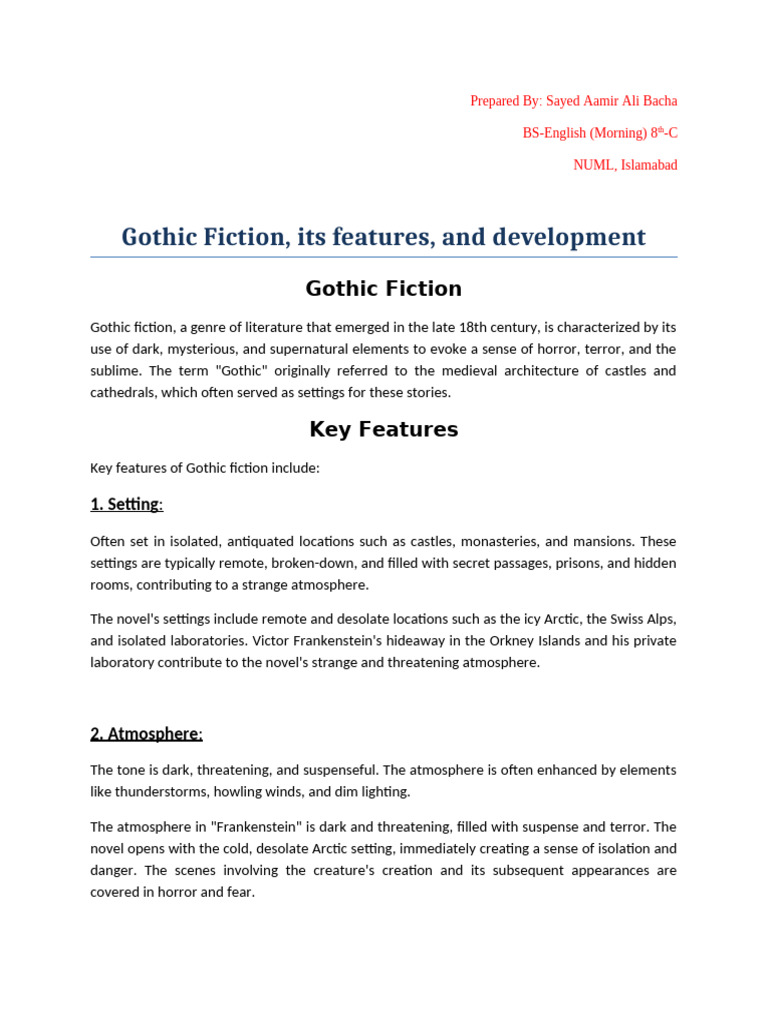 Gothic Fiction, Features, Development | PDF | Gothic Fiction | Horror ...