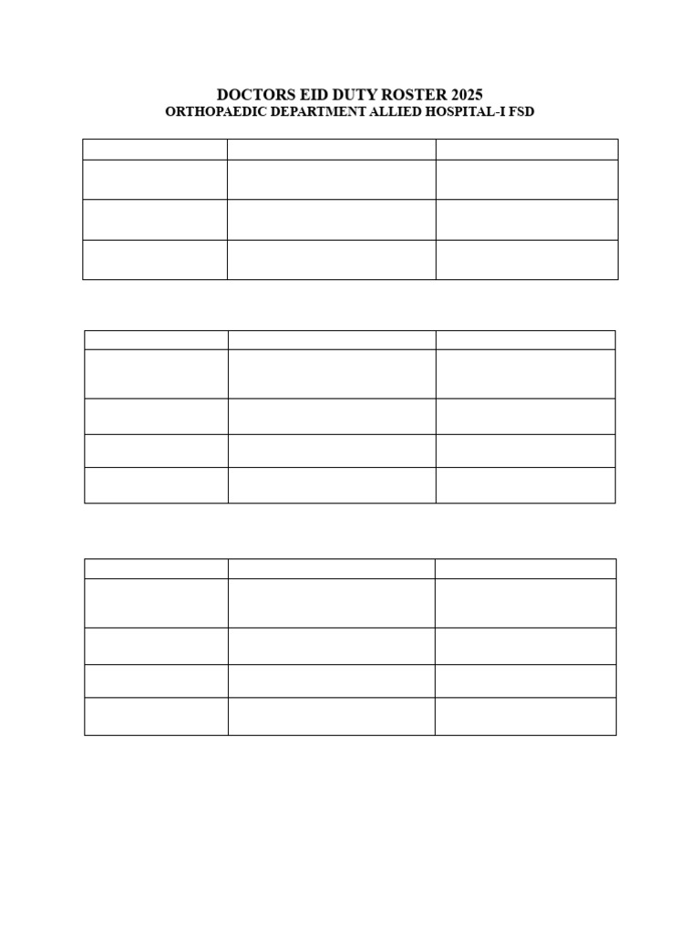 Doctors Eid Duty Roster 2025 | PDF