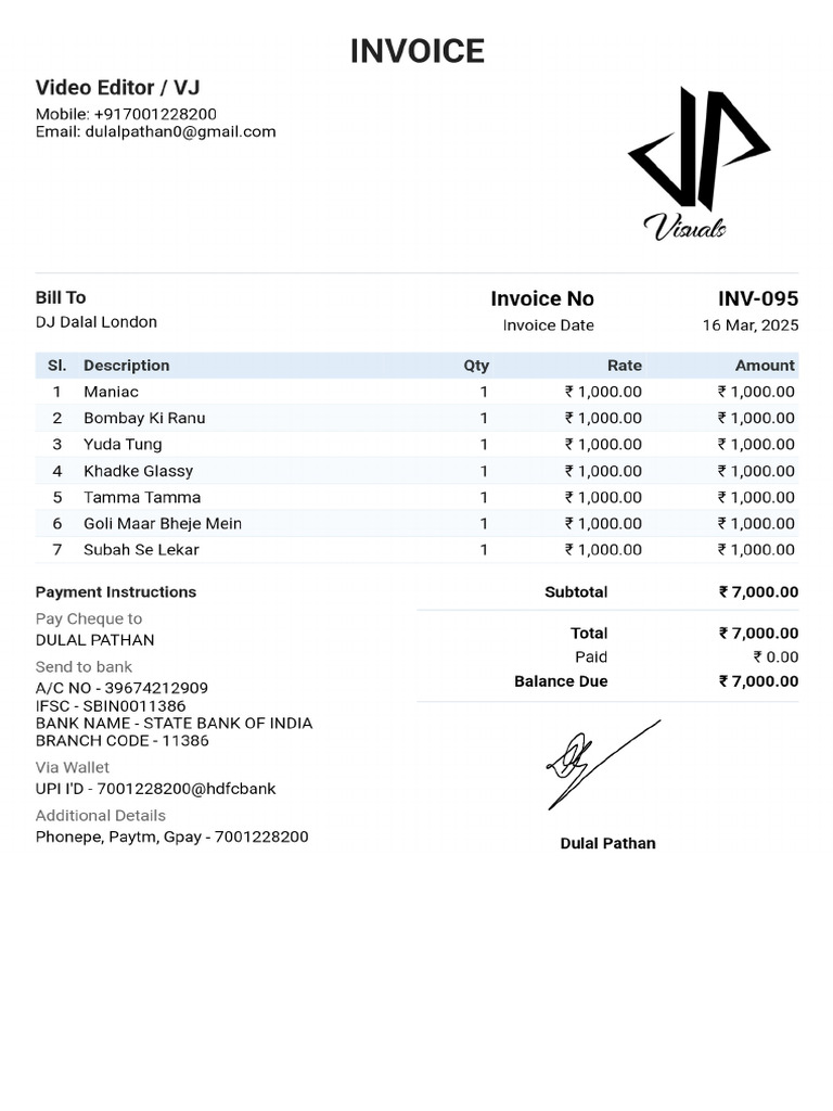 Invoice INV 095 | PDF
