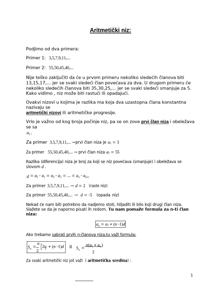 Aritmetički Niz | PDF