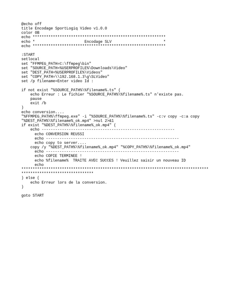 Video Encoding Script for SportLogiq | PDF