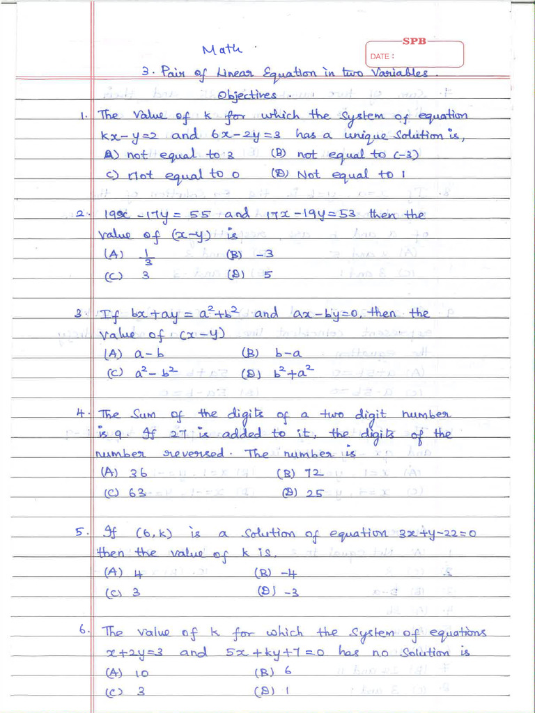 X Ch-3 Worksheet | PDF