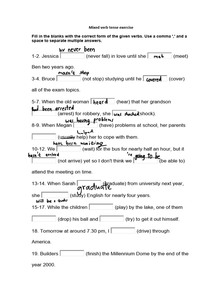 Mixed Verb Tense Exercise | PDF | Language Families | Languages