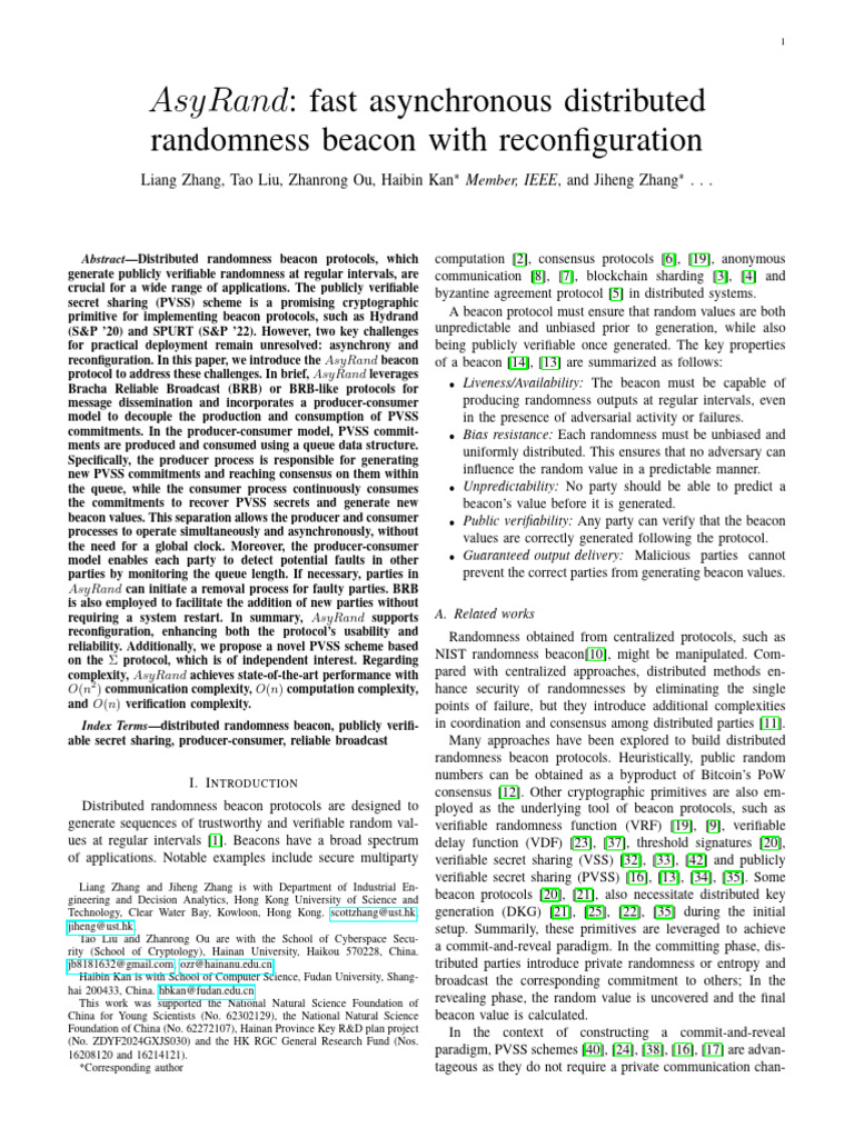 AsyRand: Asynchronous Randomness Beacon | PDF | Computing | Cyberwarfare