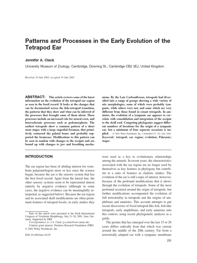 Journal of Neurobiology - 2002 - Clack - Patterns and Processes in The ...