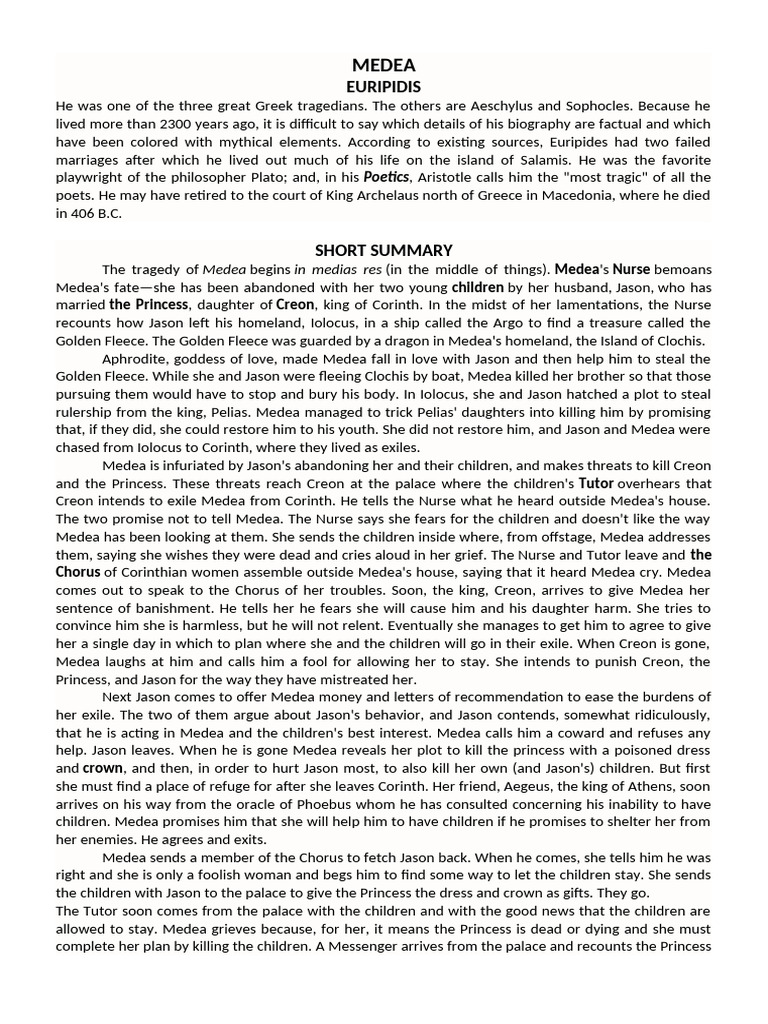 Medea Euripidis | PDF | Jason | Euripides