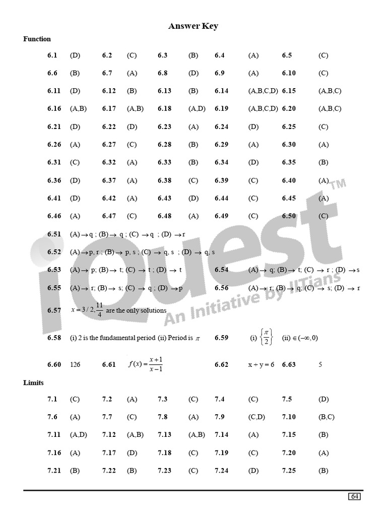 Calculus Revision Sheet, Updated Answers | PDF | Mathematical Analysis ...