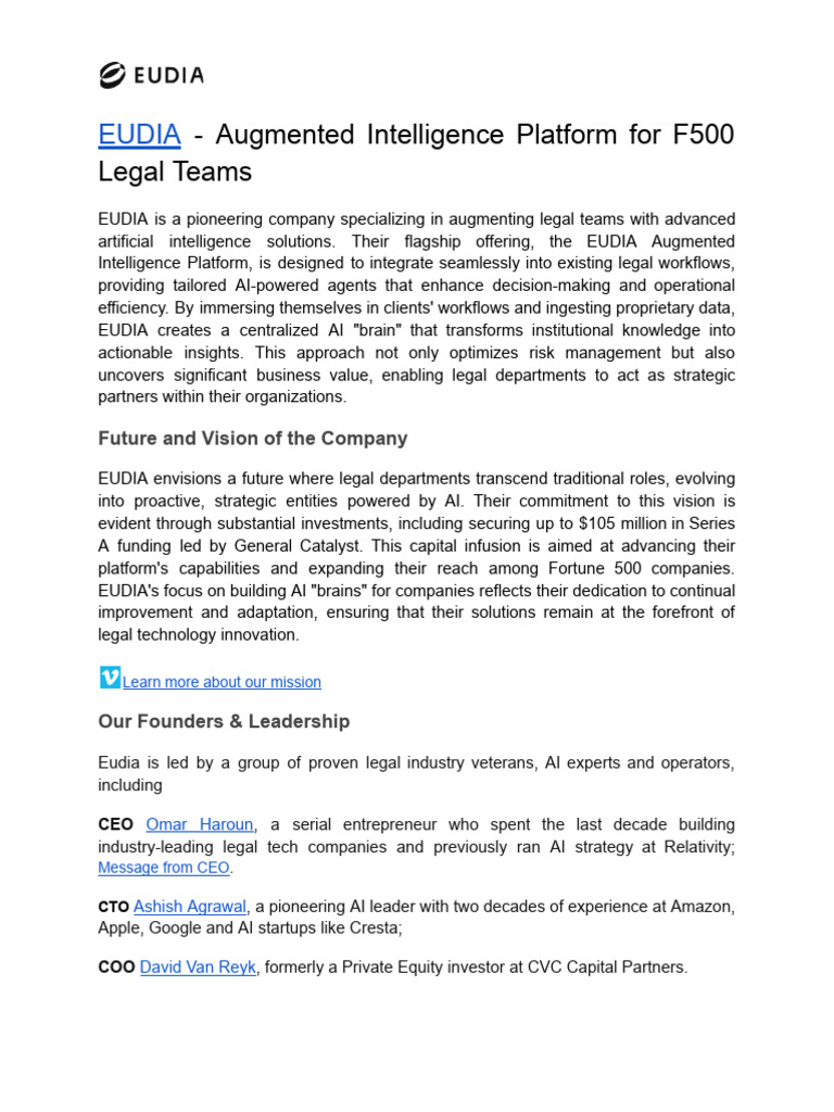 EUDIA: AI Solutions for Legal Teams | PDF | Artificial Intelligence ...