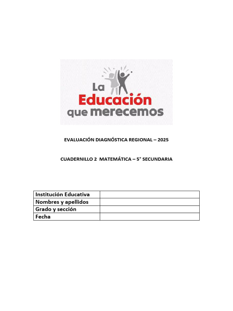 Cuadernillo 2 Matematica 5° Secundaria Ccesa007 | PDF | Ecuaciones | Pendiente
