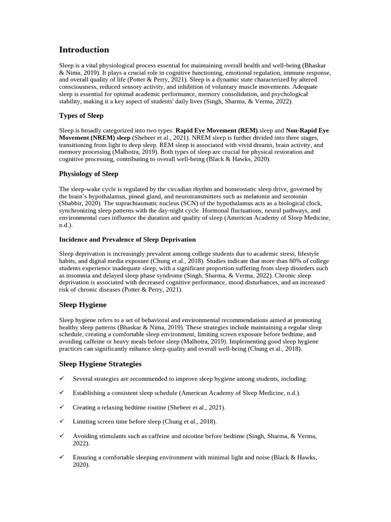 Introduction. for sysnopsis | PDF | Sleep | Circadian Rhythm