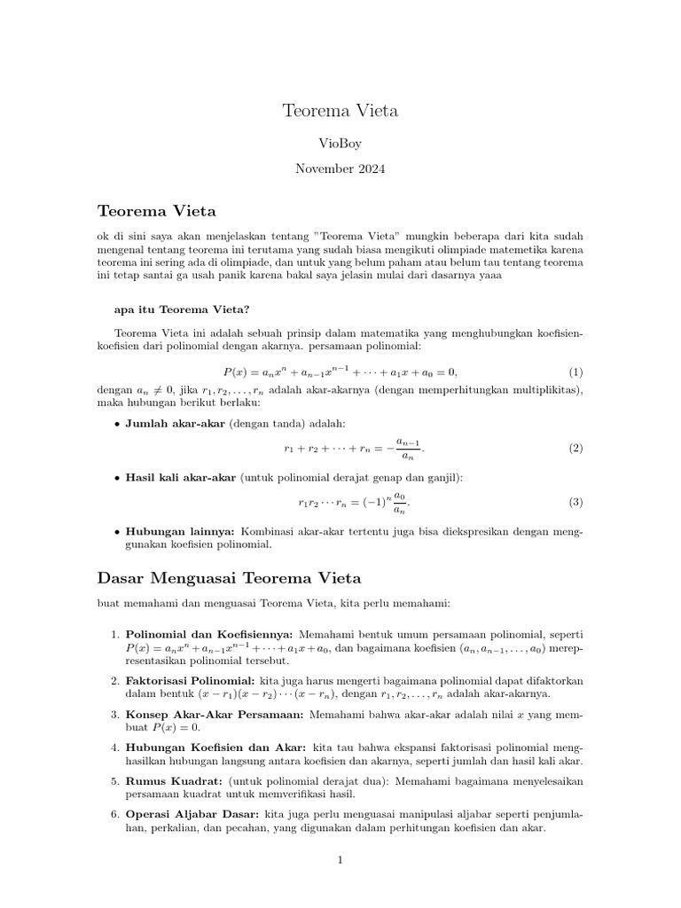 Teorema Vieta | PDF