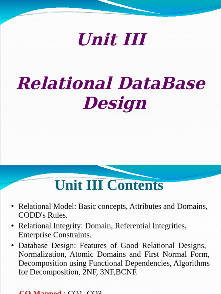 DBMS - Unit 3 (Relational Database Design) | PDF | Relational Database | Relational Model